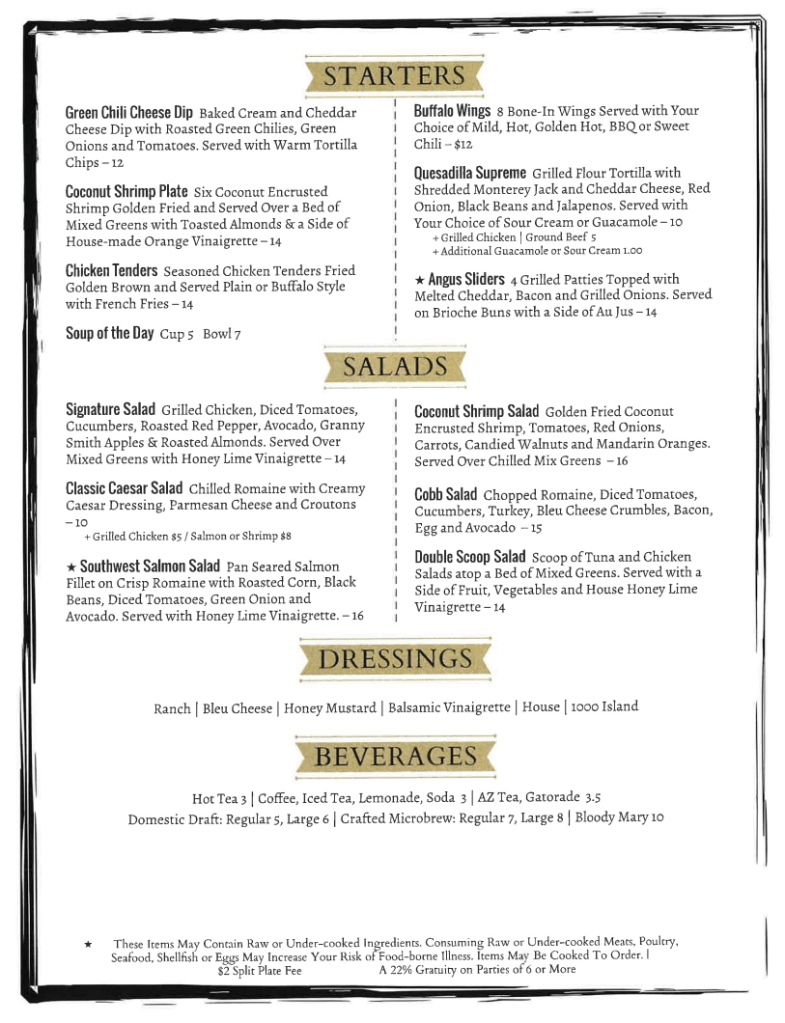 Lunch Menu - Eagle Mountain Golf Club